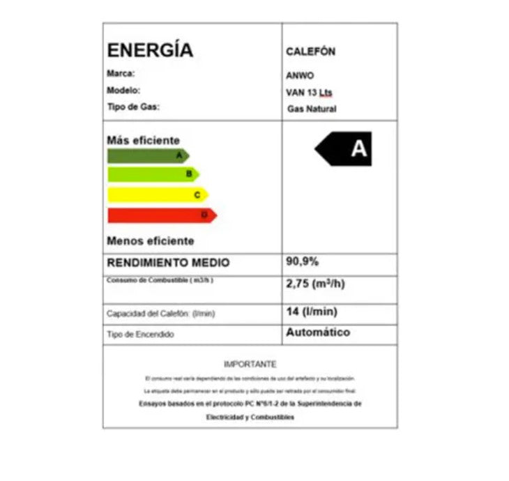 Calefont 13 Litros Tiro forzado Gas Natural Hitech Hydro 23 - Anwo ...