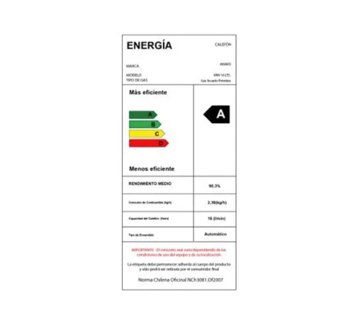 Calefont Anwo 16 litros Tiro forzado Gas Licuado Hitech Hydro 28 - Anw ...